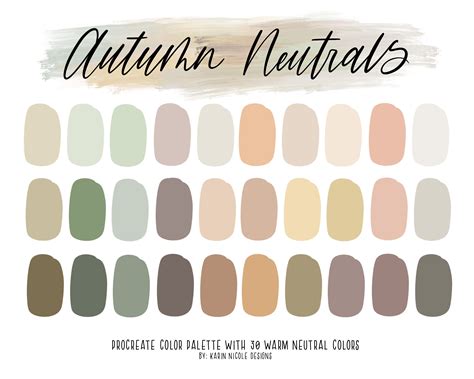 Autumn Neutrals Pastel Procreate Color Palette Orange Olive Pink
