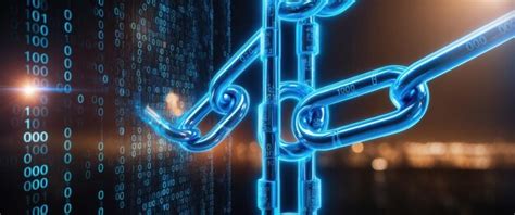 Luminous Blue Chain Links Symbolize Digital Innovation And Secure