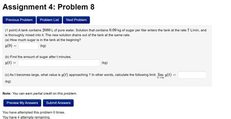 Solved Assignment 4 Problem 8 Previous Problem Problem List