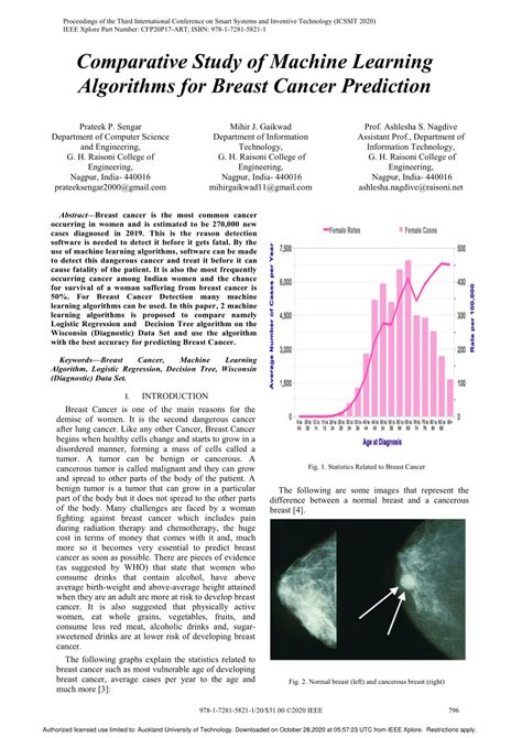 PDF Comparative Study Of Machine Learning Algorithms For Breast Cancer Prediction
