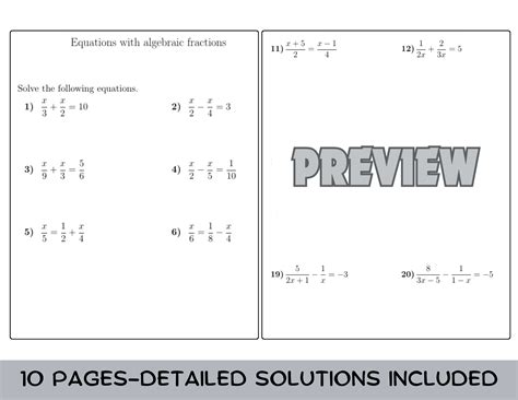 Two Step Equations With Fractions Worksheet