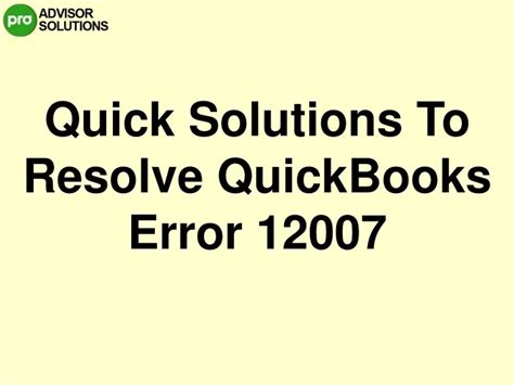 PPT Easy Methods To Resolve QuickBooks Error PowerPoint Presentation ID