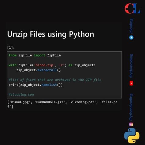 Python Coding On Instagram Unzip Files Using Python In 2025 Python Coding Lessons Data