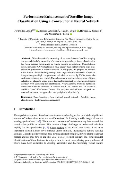 Pdf Performance Enhancement Of Satellite Image Classification Using A