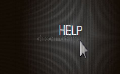 Close Up Arrow Cursor And On Help Menu Item Computer Lcd Screen Pixel Background Stock Vector