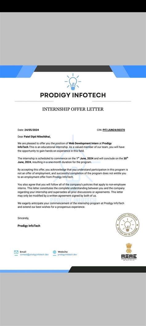 dipti patel on linkedin webdevelopment prodigyinfotech sumerinternship