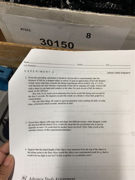 solved 7023 30150 name lab partners experiment 4 advance