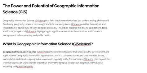 The Power And Potential Of Geographic Information Science Gis Allthingsgeo