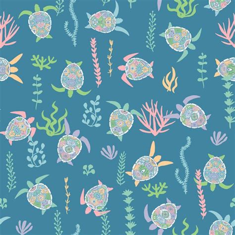 Premium Vector Turtle Sea Animal Vector Seamless Pattern