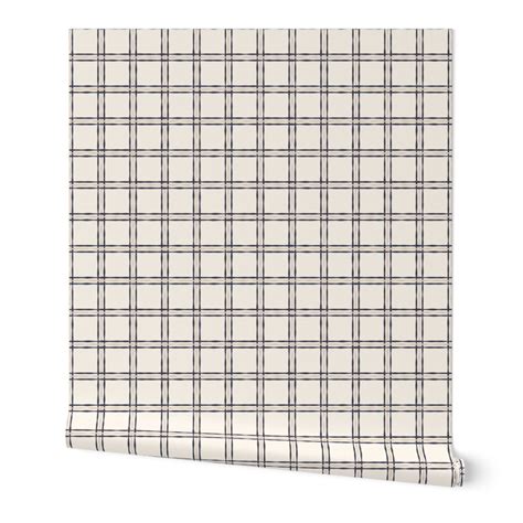 Windowpane Plaid Grid {neutral Tan Wallpaper Spoonflower