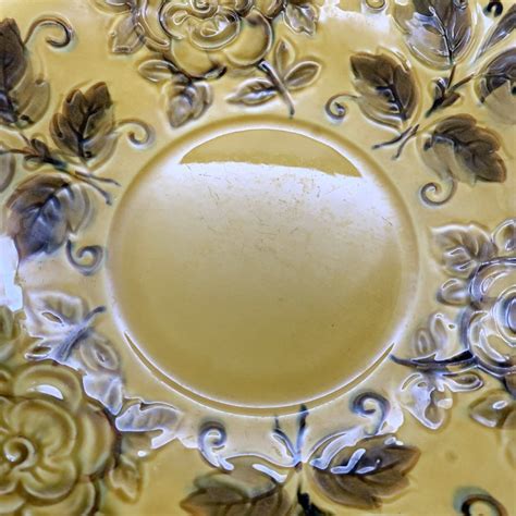 Глубокое блюдо с цветочным декором, фаянс, глазурь, Конаковский ...