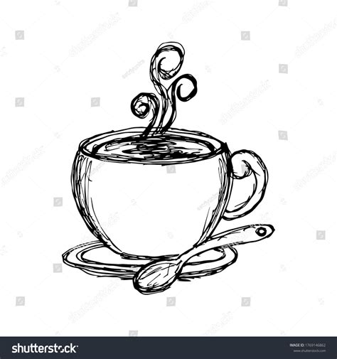 Vector Sketch Illustration Cup Coffee Stock Vector Royalty Free Shutterstock