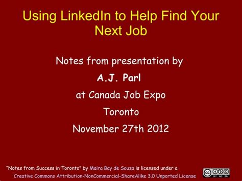 Using Linkedin To Help Find Your Next Job Ppt