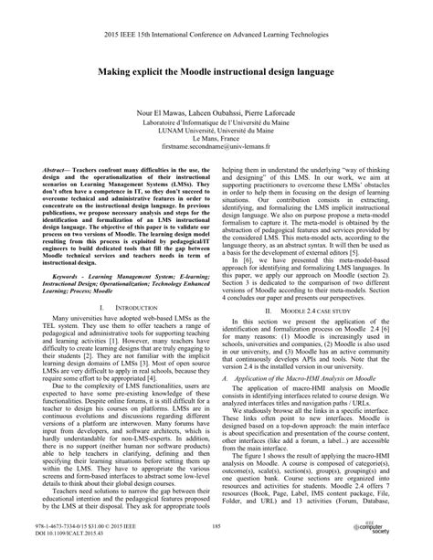 Pdf Making Explicit The Moodle Instructional Design Language