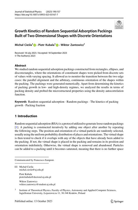 Pdf Growth Kinetics Of Random Sequential Adsorption Packings Built Of