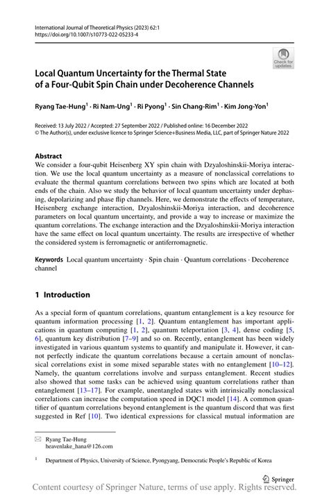 Local Quantum Uncertainty For The Thermal State Of A Four Qubit Spin