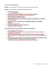 Troubleshooting Process Docx Lab Six Step Troubleshooting Pre Lab Conduct Research To