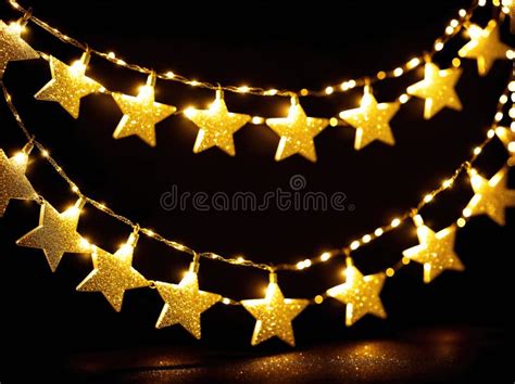 A String Of Golden Stars Hanging From A String Stock Image Image Of