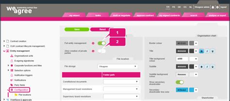 general entity management configuration weagree