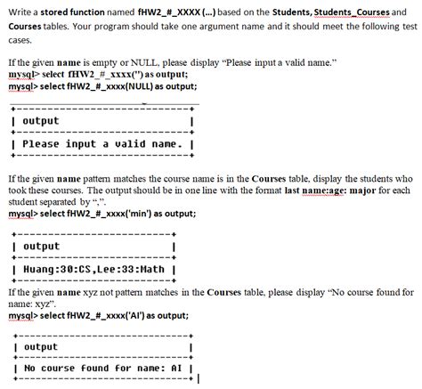Solved Write A Stored Function Named Fhw2xxxx Based