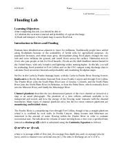 Flooding Lab Babe Handout Docx GEOL Name Lab Section Flooding Lab Learning Objectives