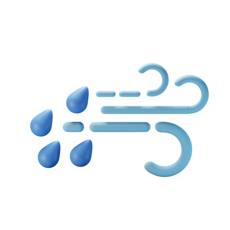 3d Icon Windy Rain Weather Forecast Illustration Concept Icon Render