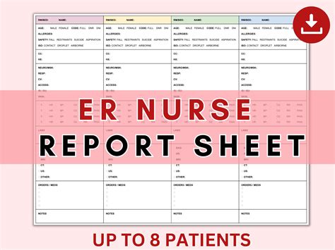 Er Nurse Report Sheet Emergency Department Nurse Brain Digital