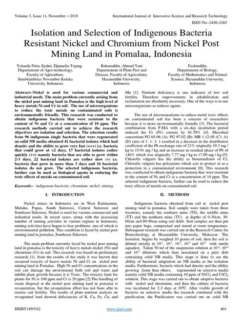 Isolation And Selection Of Indigenous Bacteria Resistant Nickel And Chromium From Nickel Post
