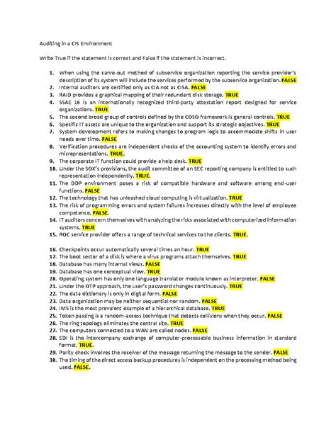 Cis Quizzes Information Technology Auditing By James Hall Quiz
