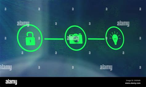 Image Of Icons Connected With Lines Over Multiple Infographic