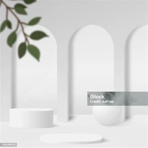 흰색 기하학적 3d 연단과 추상적 인 배경 벡터 일러스트레이션 0명에 대한 스톡 벡터 아트 및 기타 이미지 0명 3차원