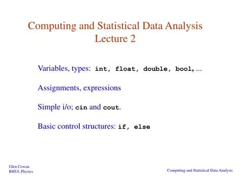 PPT Computing And Statistical Data Analysis Lecture 2 PowerPoint Presentation ID 2937106