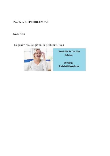 Problem 2 1problem 2 1solution Legend Value Given In Problemgivendocx