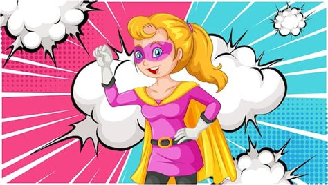 액션 포즈 의 슈퍼 히어로 소녀 무료 벡터