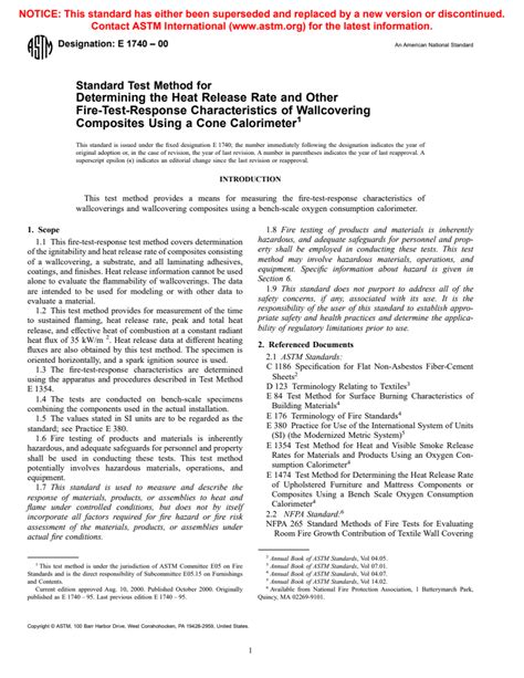 Astm E1740 00 Standard Test Method For Determining The Heat Release