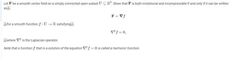 solved let f be a smooth vector field on a simply connected