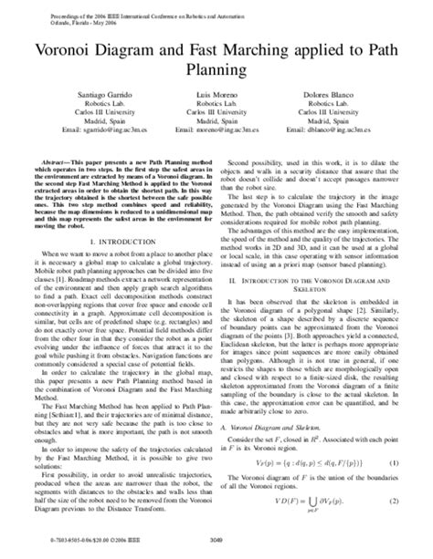 Pdf Voronoi Diagram And Fast Marching Applied To Path Planning Luis Moreno