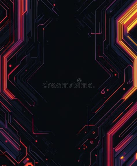 Futuristic Circuits With Glowing Patterns On A Dark Background Stock Illustration Illustration