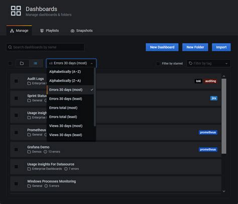 Usage Insights Sort Dashboards By Using Insights Data 《grafana V80 Documentation》 书栈网 ·