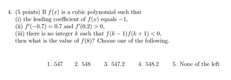 Solved Points If F X Is A Cubic Polynomial Such Chegg