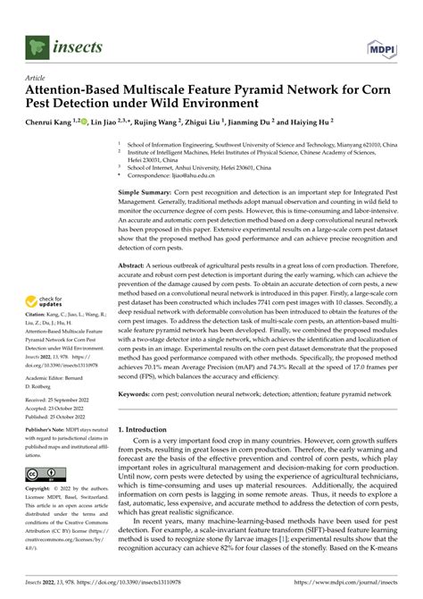 Pdf Attention Based Multiscale Feature Pyramid Network For Corn Pest Detection Under Wild