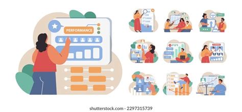 Employee Performance Management Set Performance Indicators Stock Vector Royalty Free
