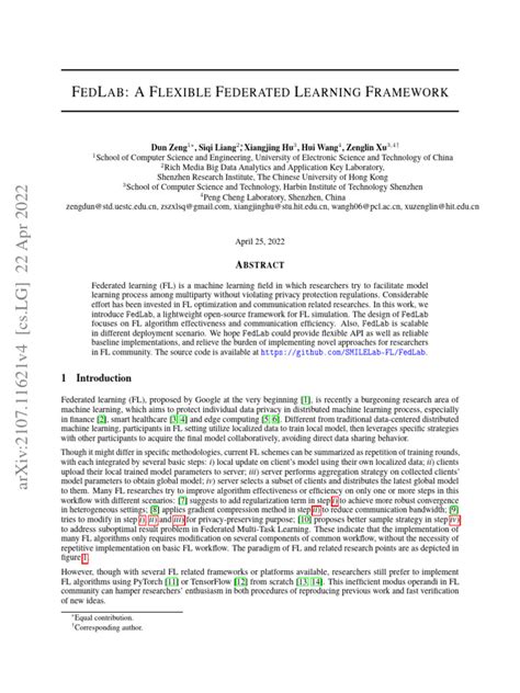 Fedlab A Flexible Federated Learning Framework Pdf Computing Computer Science