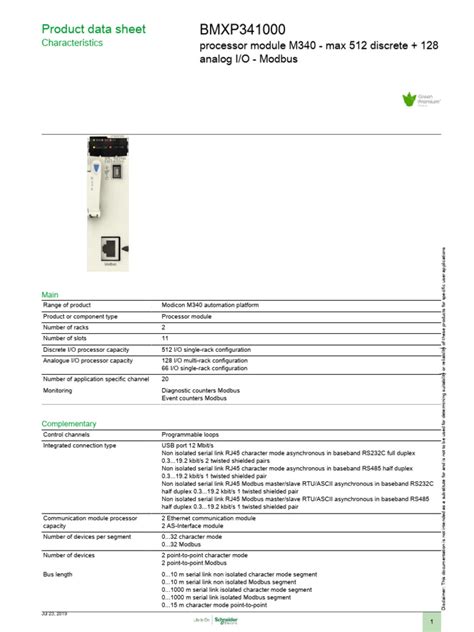 Modicon M340 Bmxp341000 Pdf Programmable Logic Controller