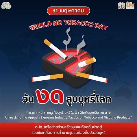 สุขภาวะชุมชน 31พฤษภาคมวันงดสูบบุหรี่โลก นิโคตินเสพติดจนตาย แผนสุขภาวะชุมชน สำนัก 3 และ อ