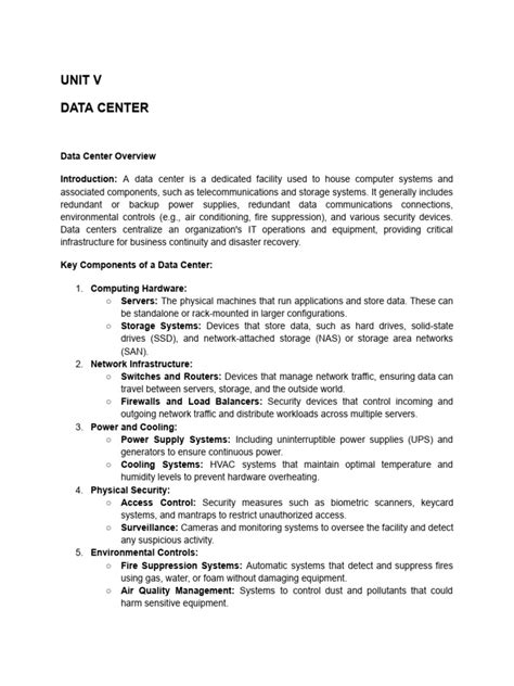 unit v data center pdf data center cloud computing