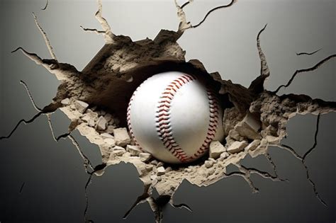 Premium Ai Image A Baseball In A Hole With A Hole In The Background