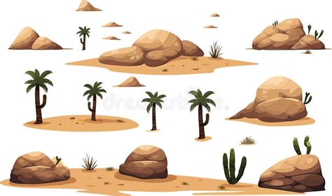Desert Vegetation Set Isolated Vector Style Illustration Stock Vector