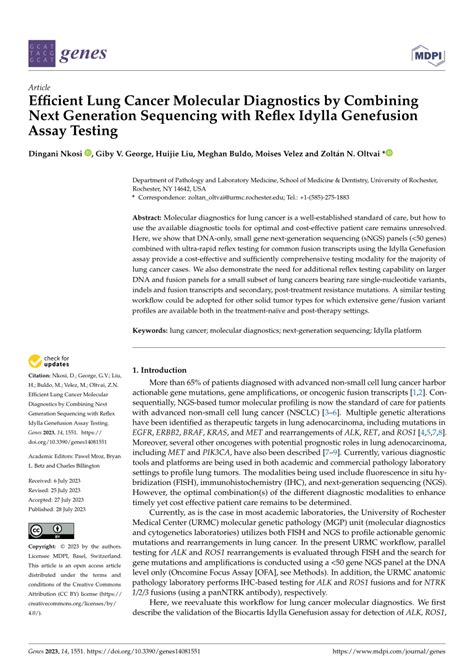Pdf Efficient Lung Cancer Molecular Diagnostics By Combining Next Generation Sequencing With