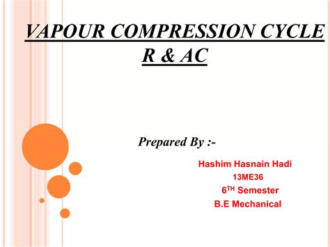 Vapour Compression Cycle PPTX